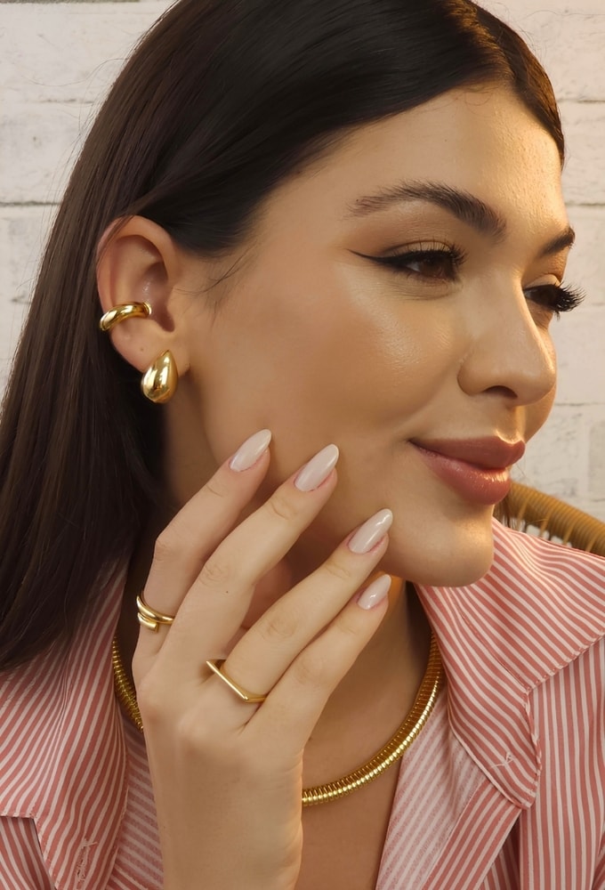 Anel ajustável duplo abaulado liso l Revenda Oh My Gold