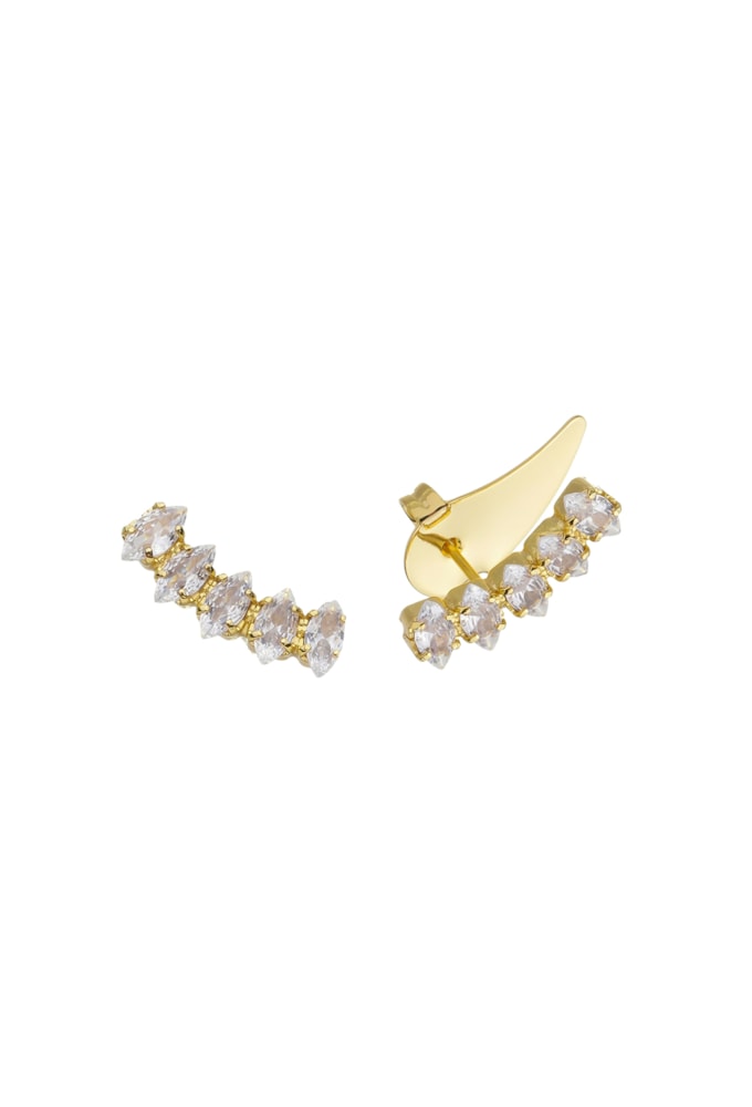 Brinco ear cuff de navetes no ouro | Revenda Oh My Gold