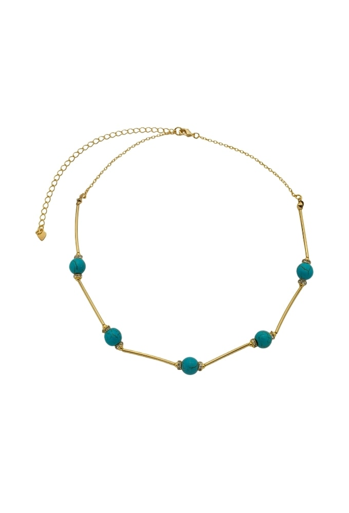 Choker Tubo com Bola Howlita Turquesa l Revenda Oh My Gold