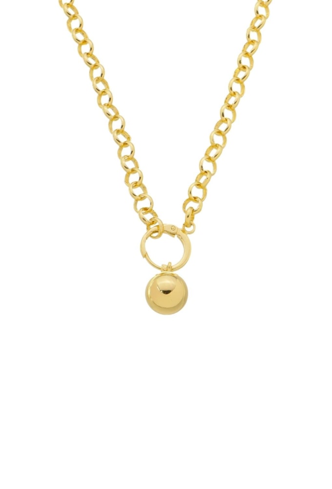 Colar fecho frontal com pingente de bola l Revenda Oh My Gold