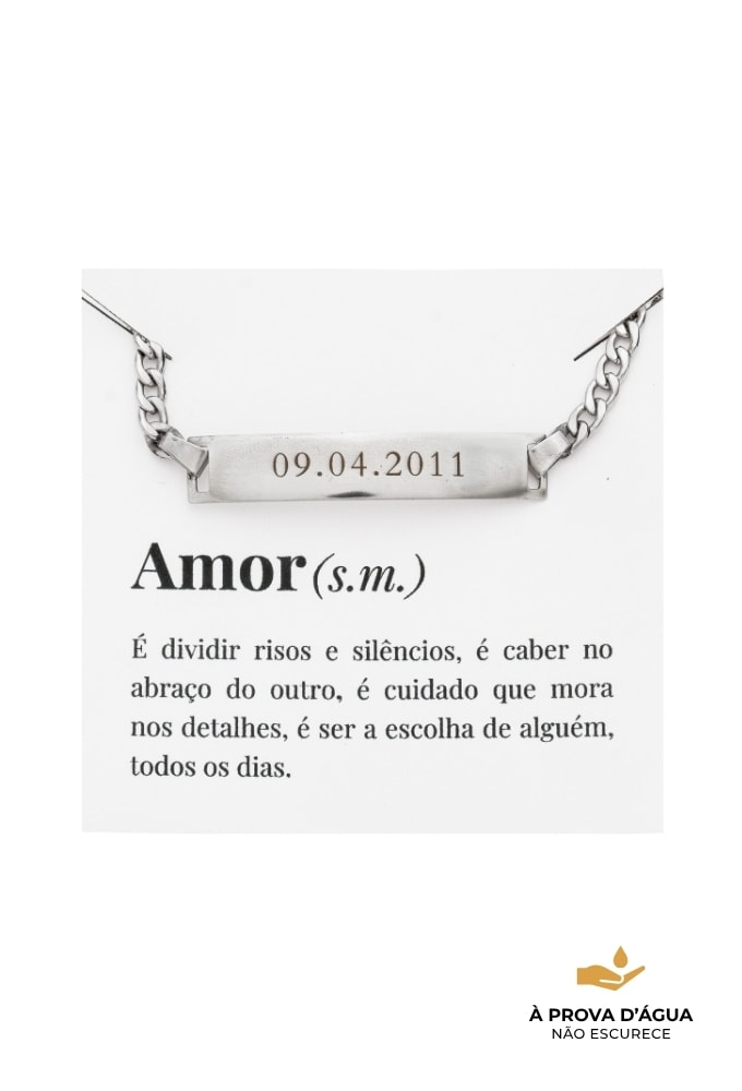 Pulseira Masculina Personalizada com Data em Inox | Revenda Oh My Gold