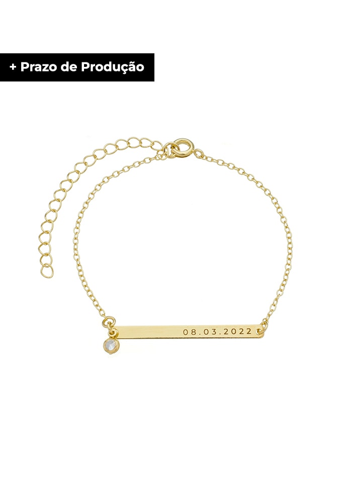 Pulseira personalizada com data e zircônia | Revenda Oh My Gold