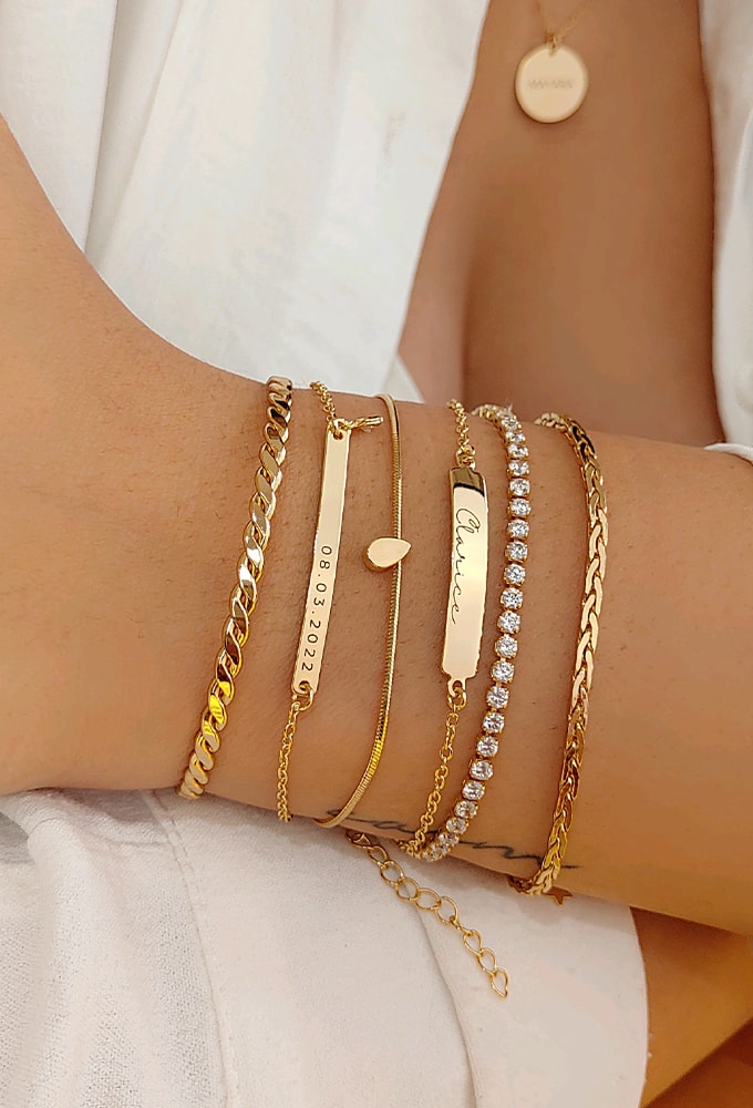 Pulseira personalizada com data e zircônia | Revenda Oh My Gold